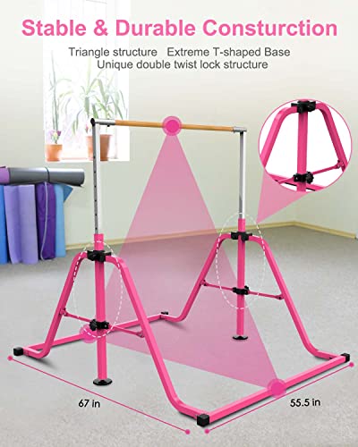 Tenpeek Gymnastics Bars for Home, Kids Expandable Gymnastic Bars, Adjustable Height Gymnastic Horizontal Bars,Expandable Kip Junior Training Bar