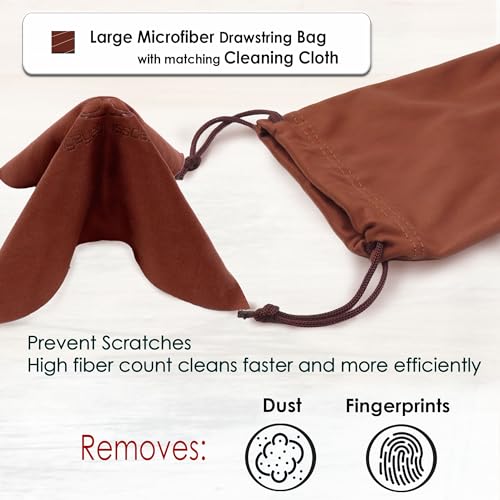 MyEyeglassCase - Chic Pony Animal Print Hard Shell Sunglass Case for Curved Frames with Microfiber Pouch & Cleaning Cloth - Large to Extra Large Eyeglass Case for Men and Women (AS413 Pony Brown)
