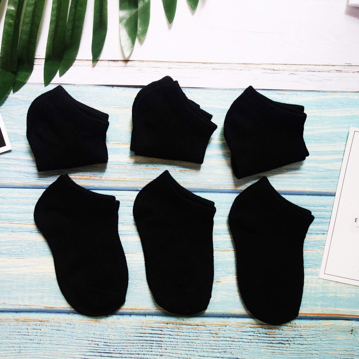 Tenpluszero 20 Pairs Toddler Kids Socks Half Cushion Low Cut Ankle Socks Boy Girl Athletic Socks(Black,8-10 Years)