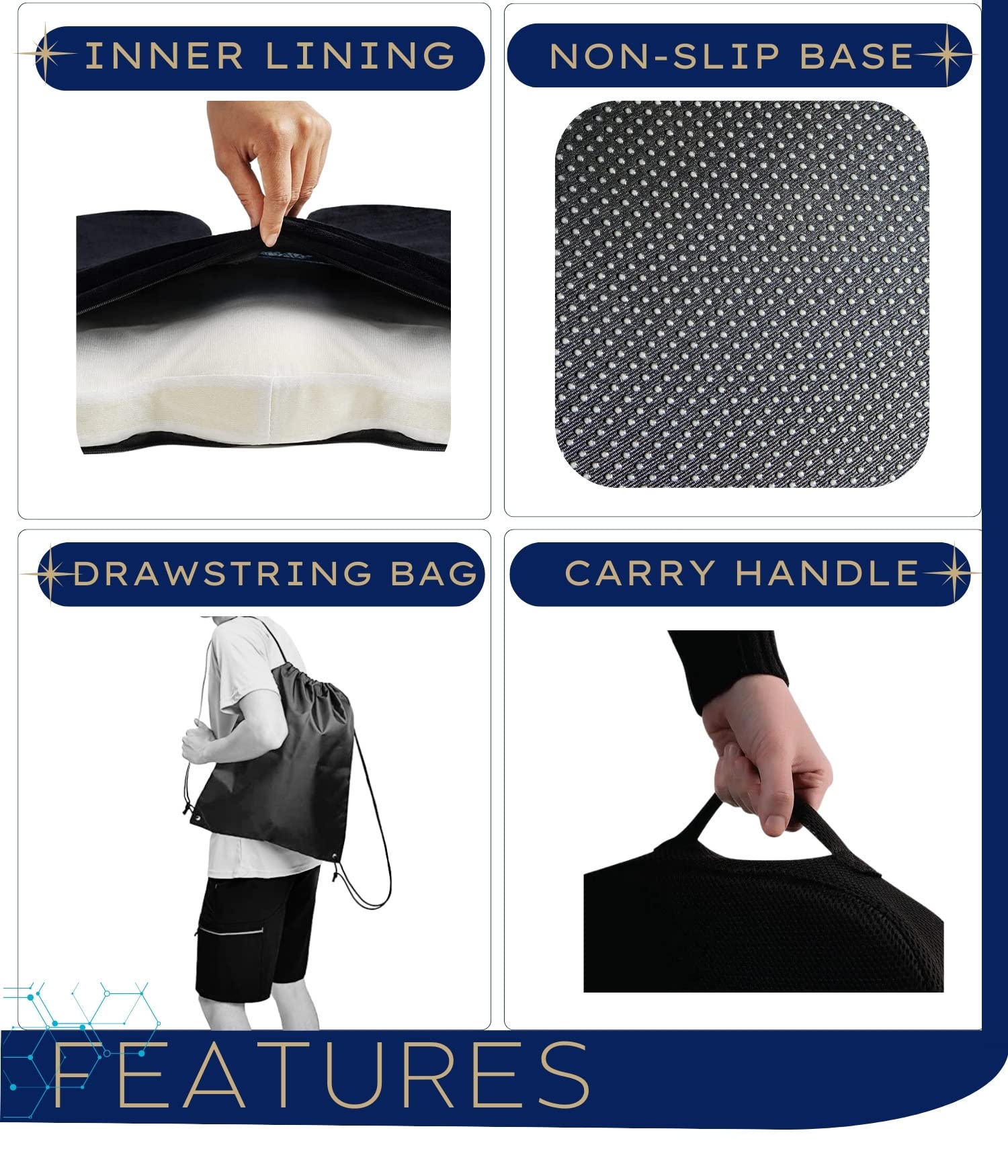 Seat Cushion for Tailbone Pain Relief - Ergonomic Coccyx Pillow for Tailbone Pain - Portable Seat Cushion for Travel, Home, Office, Car Drivers and Computer Desk Chairs