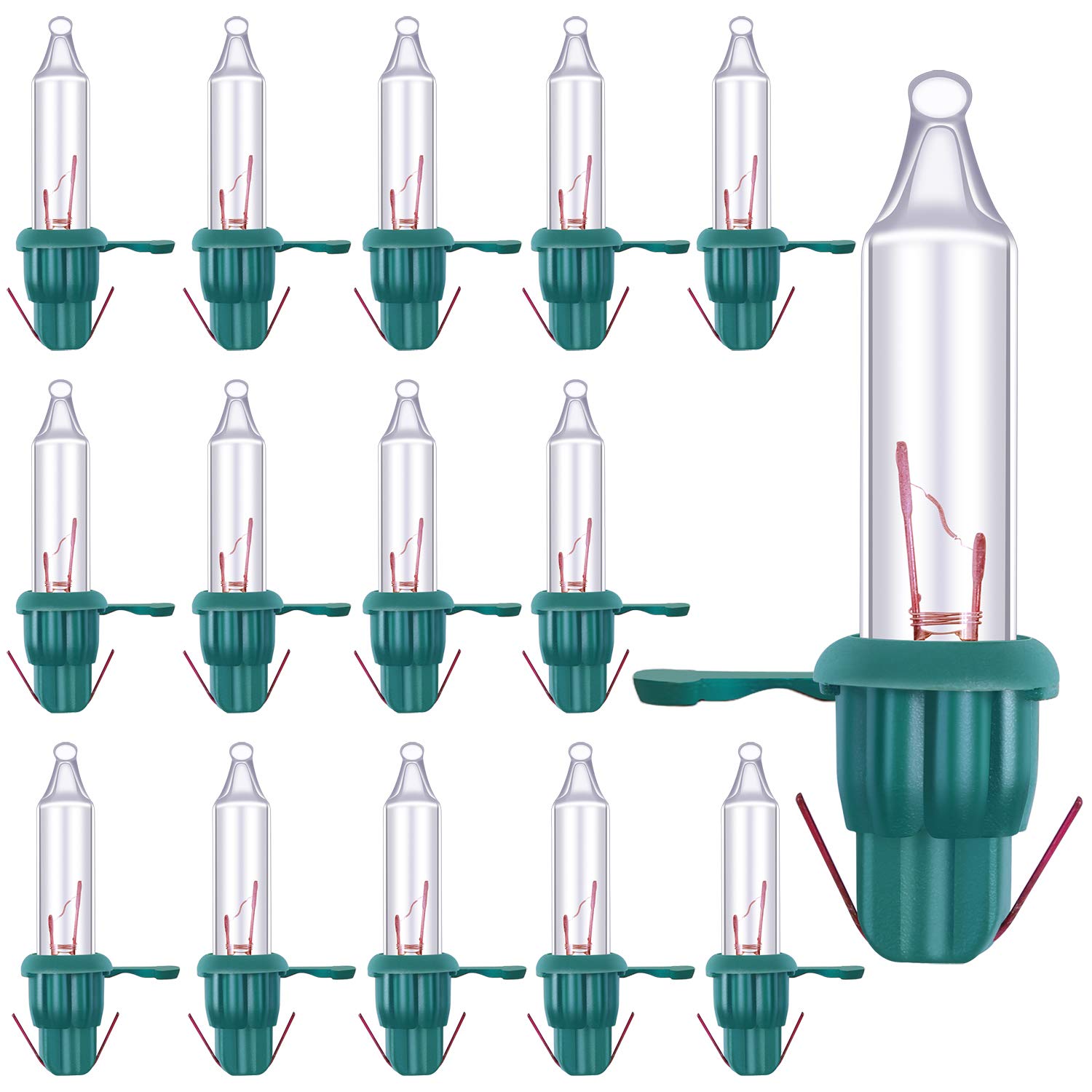Ruisita Mini Christmas 2.5 Volt Replacement Light Bulbs with Base, 170 Ma, 0.42 Watt for Christmas Trees Decorative Light (120, Clear and Green)