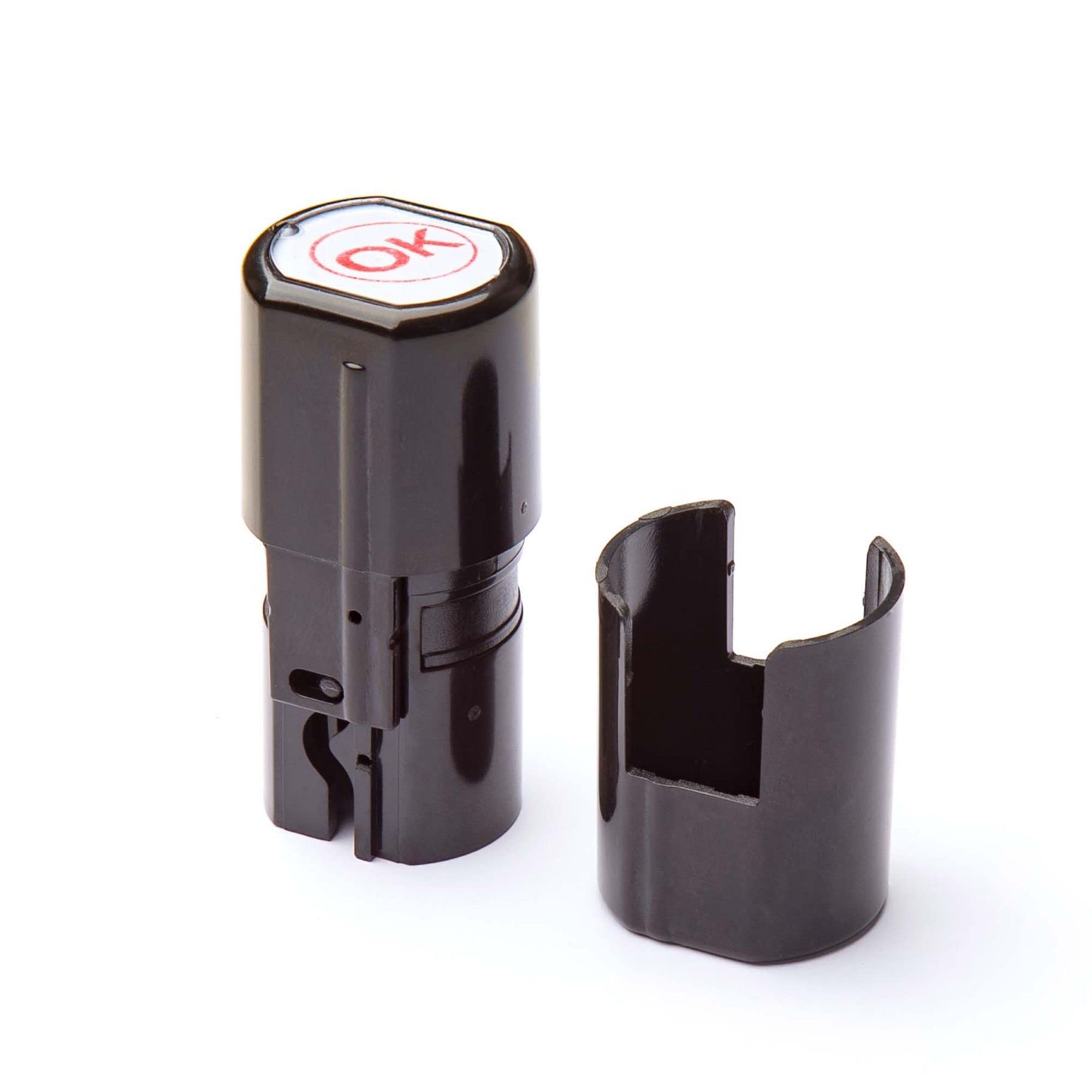 Round Self Inking Rubber Stamps, Copy, Entered, Late, Posted, OK Phrase in Circle Stamper with Vibrant Red Ink (OK)