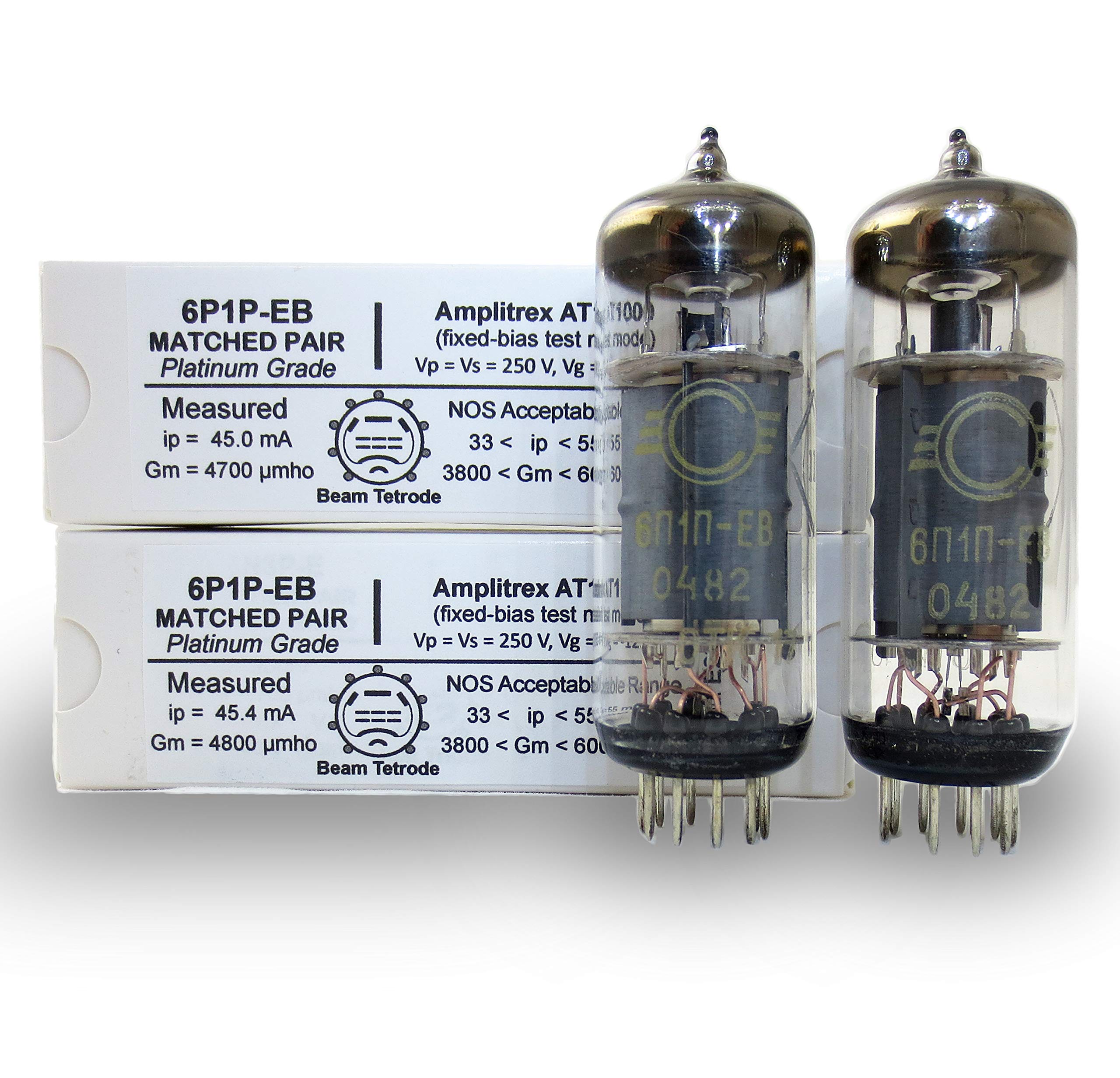 Riverstone Audio - 6P1P-EB Tested AND Matched Pair (2 tubes) - Vintage Vacuum Tubes - Amplitrex Tested - Replacement for 9-PIN 6P1 / 6P1P Tubes - Platinum Grade Pair - (2 tubes) 6P1P-EB
