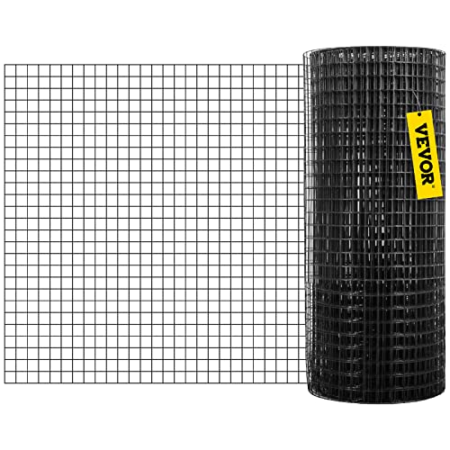 VEVOR 24" x 50' Welded Wire Hardware Cloth w/A Cutting Plier & A Pair of Fabric Gloves, Black