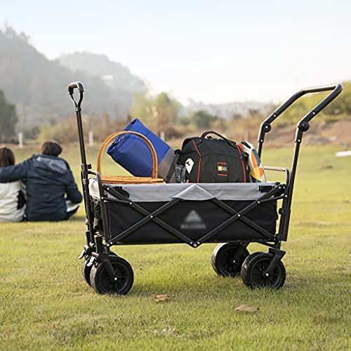 Outdoor Utility Wagon,Collapsible Outdoor Utility Wagon with Universal Silent Wheel,Can Bear The Weight of 100KG,Adjustable Handle,for Camping Grocery