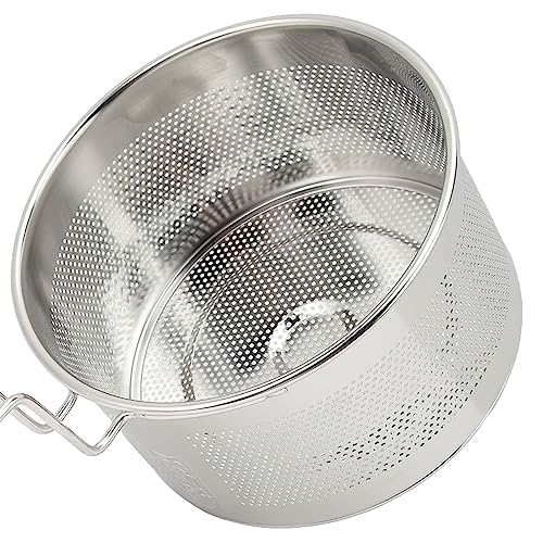Round Stainless Steel Deep Fryer Basket Fry Baskets with Handle for French Fries Onion Rings and Chicken (Medium 18CM)