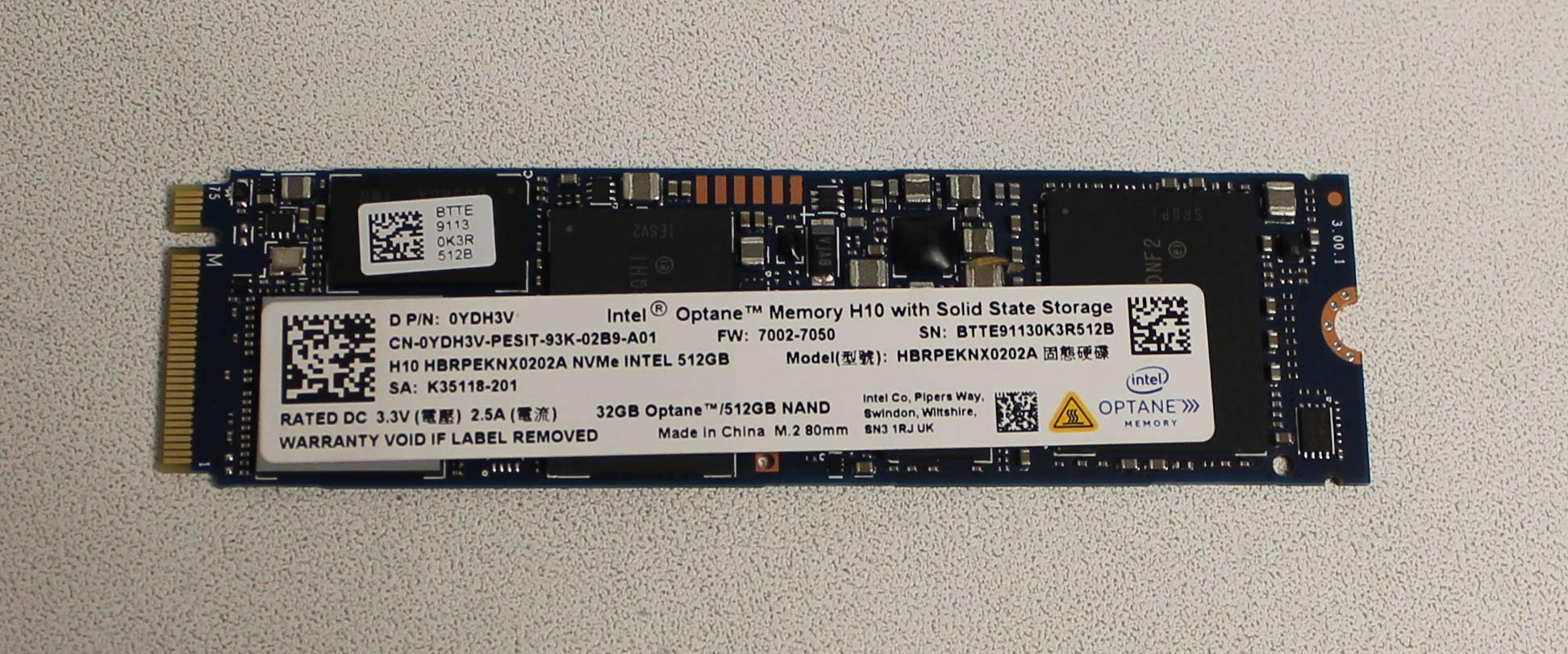 SSD 512GB NVME Intel 32GB OPTANE / 512GB NAND H10 Solid State Drive Compatible with DELL INSPIRON 13-7390 (YDH3V)
