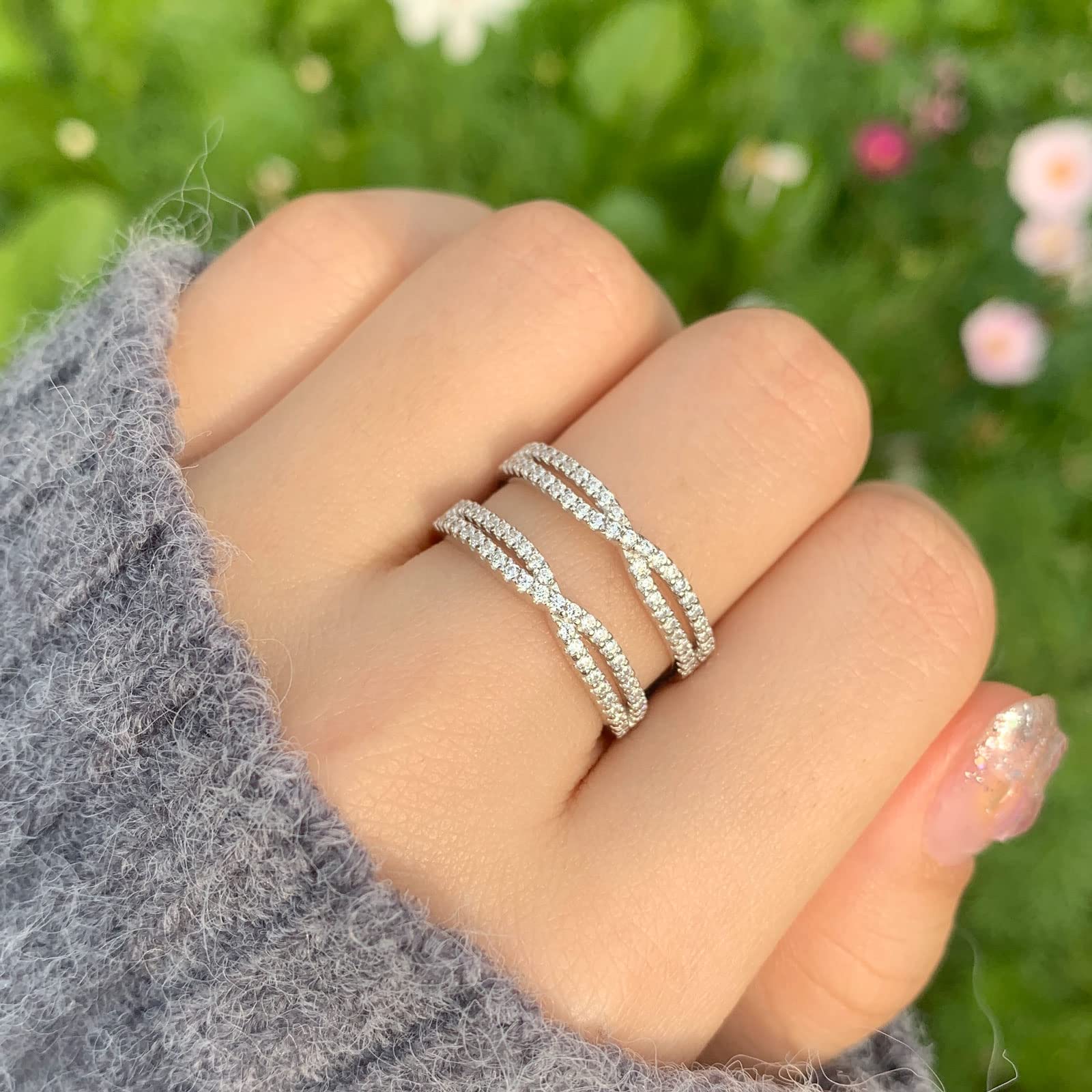 Wuziwen Infinity Women's Guard Ring Enhancers for Engagement Rings CZ 925 Sterling Silver Size 6