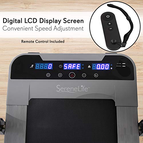SereneLife Folding Digital Display Electric Treadmill β Fitness Training Cardio Equipment for Home Workouts, Jogging, Walking Exercise β Compact Minimal Profile Running Belt