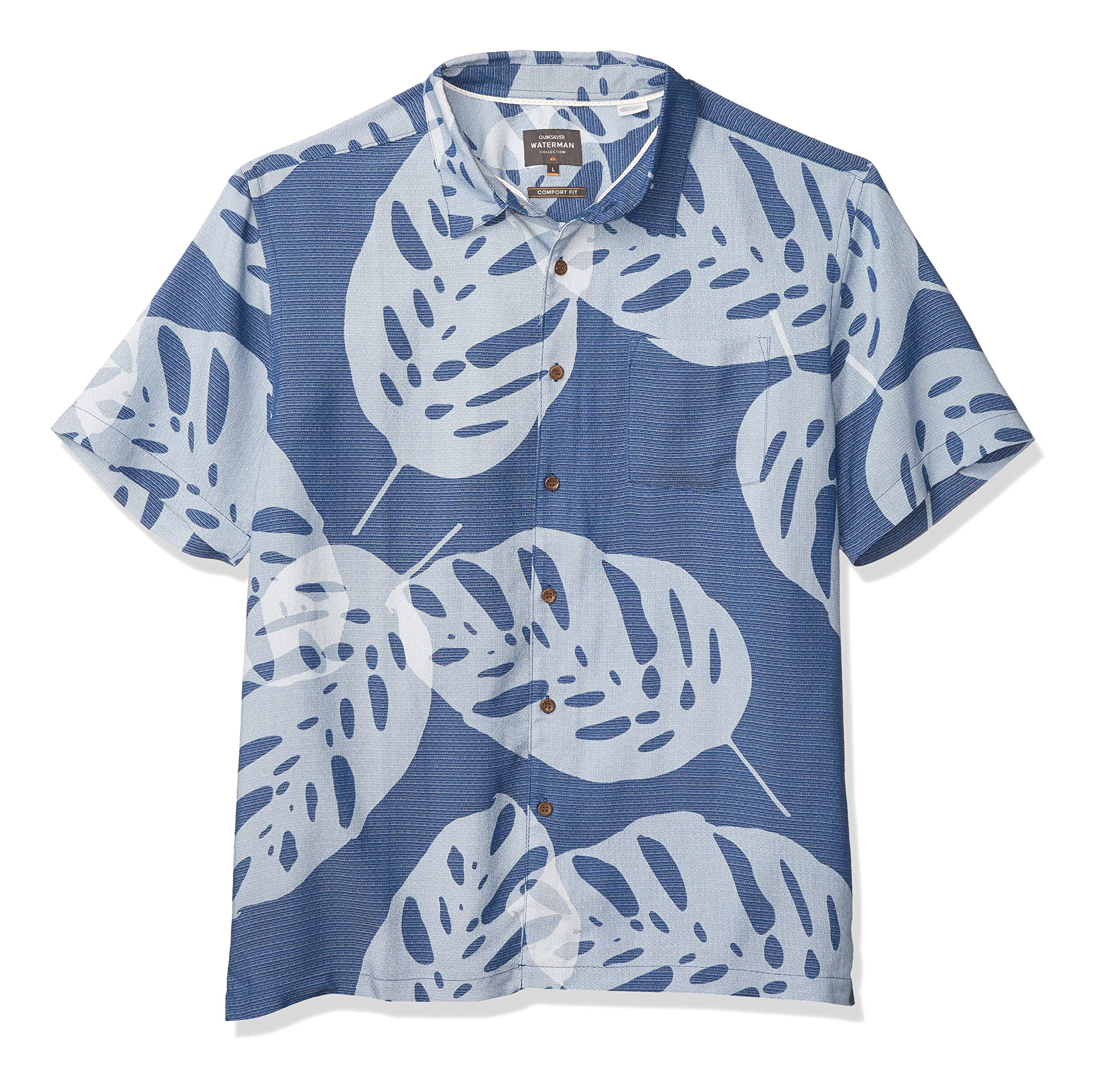 Quiksilver Waterman Men's Woven, Estate Blue Huge Leaves, L