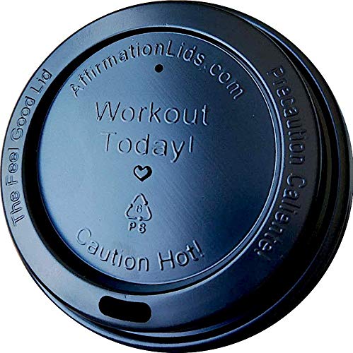 Positive Affirmation Coffee Lids for Solo/Dixie/Karat cups16/20/24oz, Single Variety 400ct (Black) (Be Unstoppable)