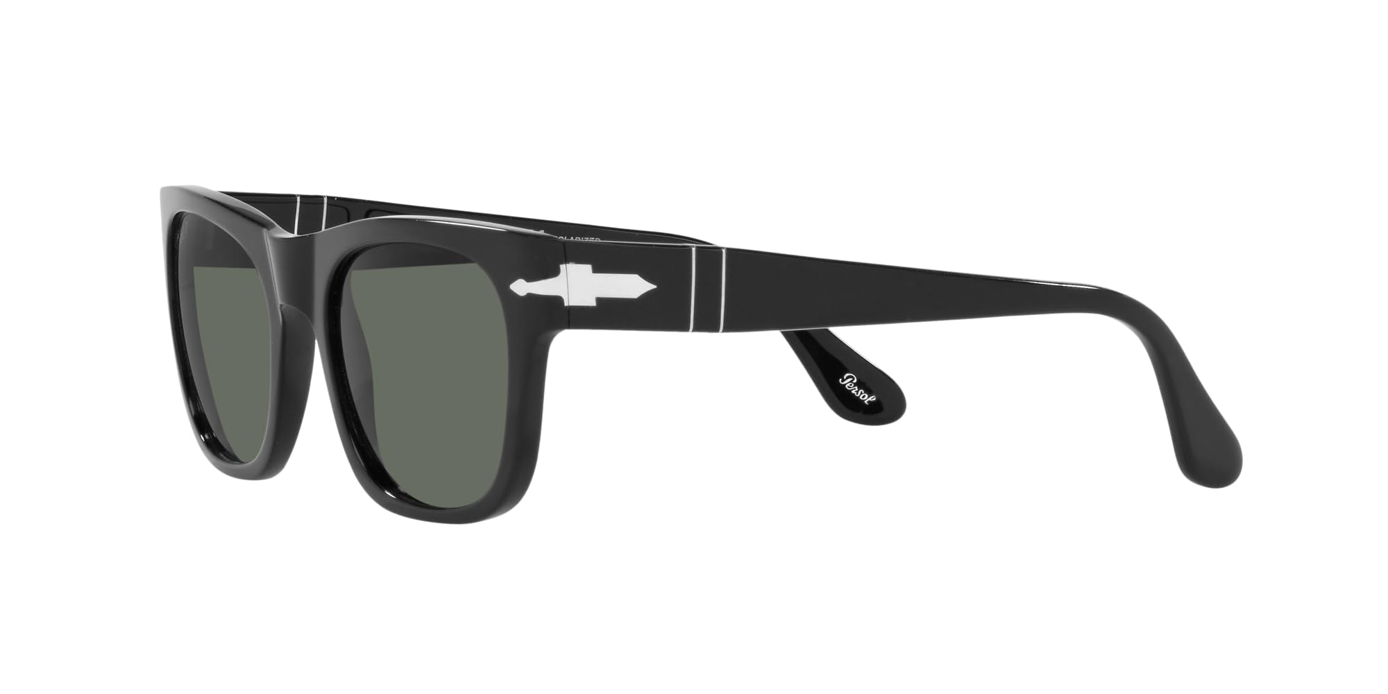 Persol PO3269S Square Sunglasses, Black/Green Polarized, 52 mm