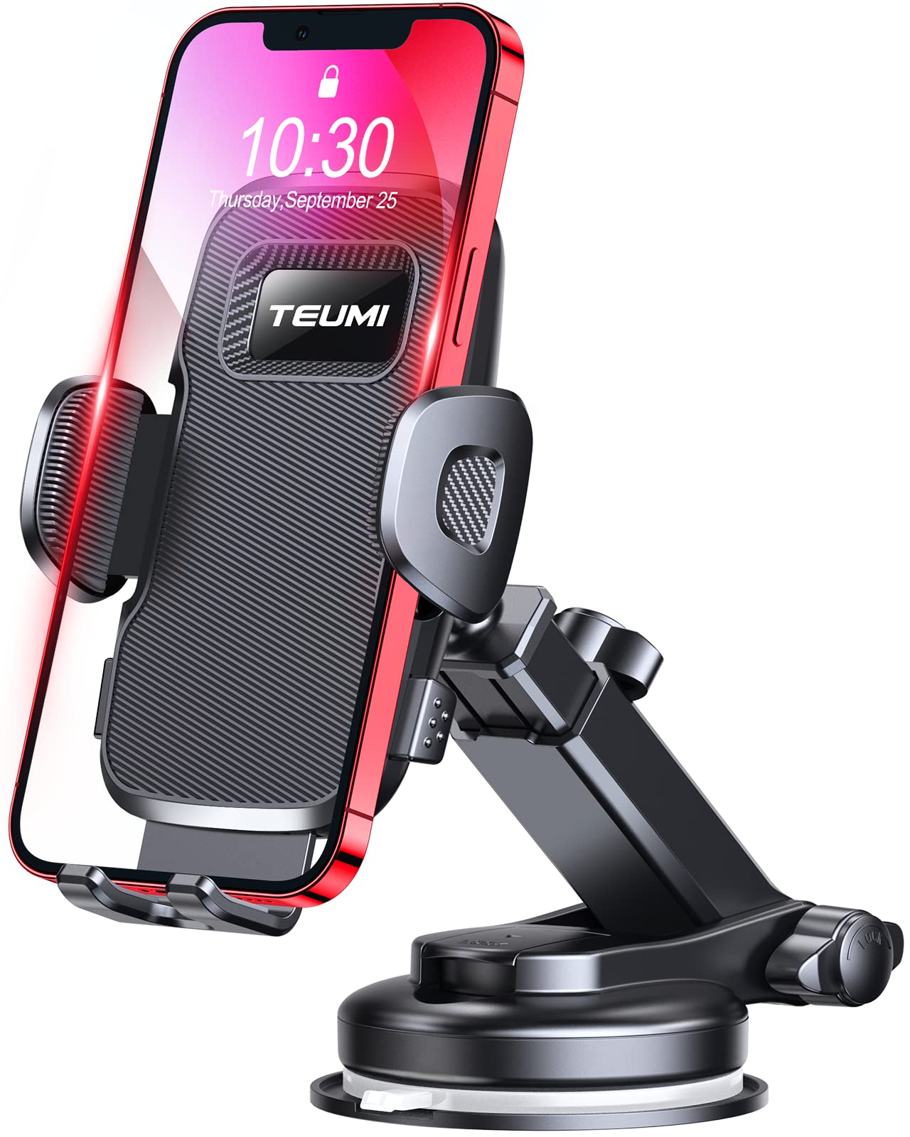 TEUMI Phone Mount for Car, [Military-Grade Super Suction] Car Phone Holder Mount, 360° Rotate Cell Phone Holder Car Dashboard Windshield Car Mount Compatible with iPhone 13 12 11 Pro Max, 4”-7”