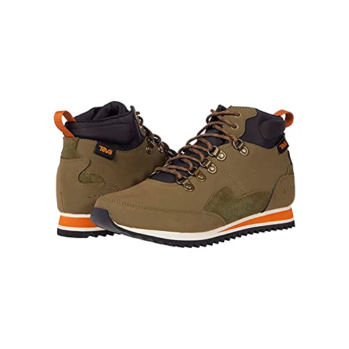 Teva Men's Freeside RR Waterproof Durable Cushioned All-Weather Casual Hiking Boot, Dark Olive/Orange, 11