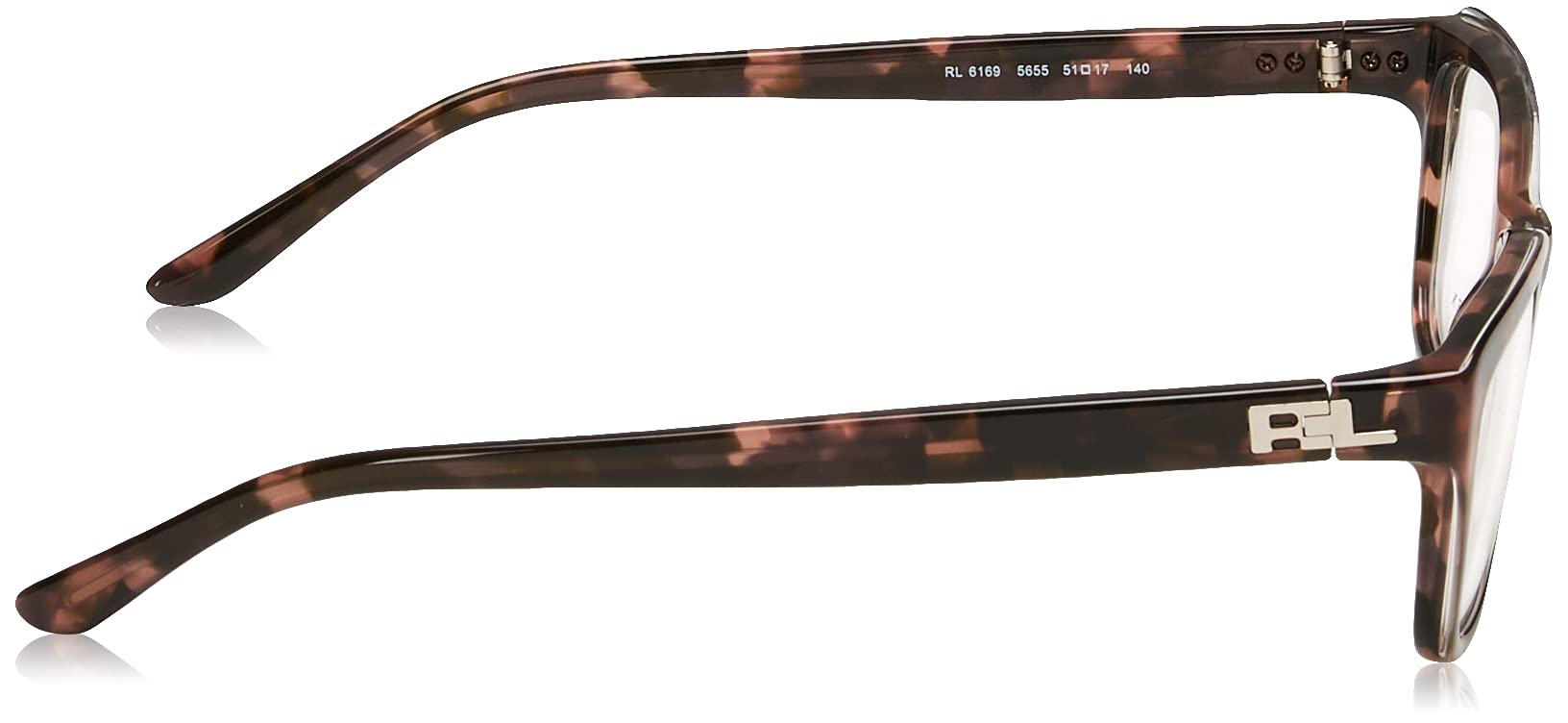 Ralph by Ralph Lauren Women's RL6169 Rectangular Prescription Eyeglass Frames, Top Transparent/Pink Havana/Demo Lens, 53 mm