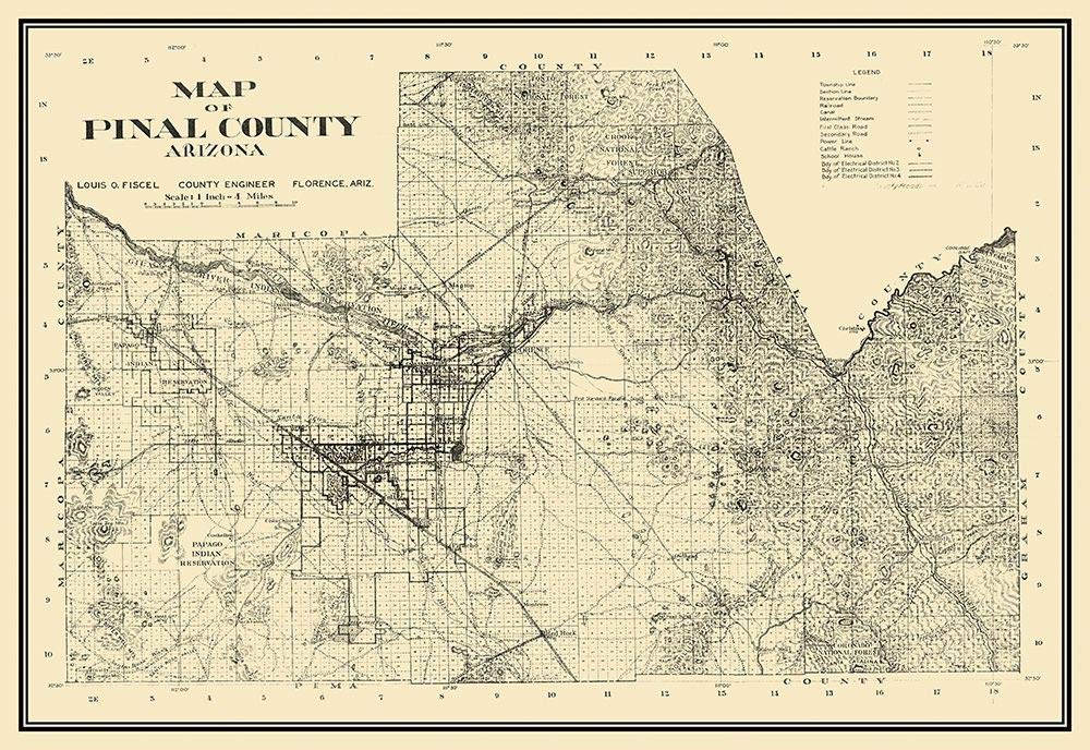 Posterazzi PDXAZPI0001SMALL Pinal Arizona Landowner 1932 Fiscel Poster Print, 24 x 18, Multicolor