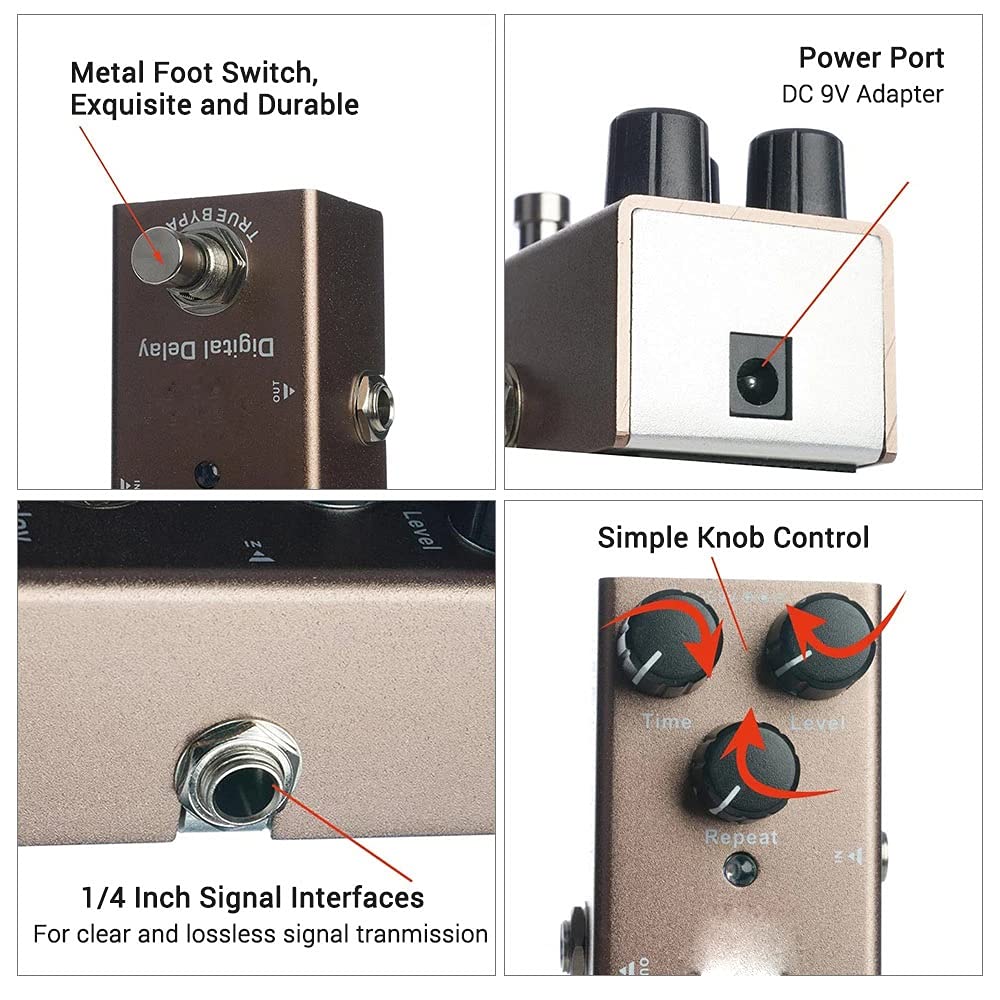 WYFDP Digital Delay Guitar Effect Pedal with ABS Control Knobs Mini Single Pedal for Electric Guitar Pedal