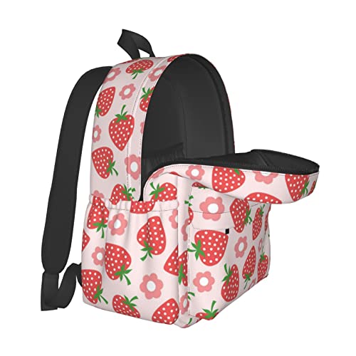Sdeoh 17 Inch Strawberry Backpack For Women Men Lightweight Laptop Bag Travel Hiking Camping Daypack