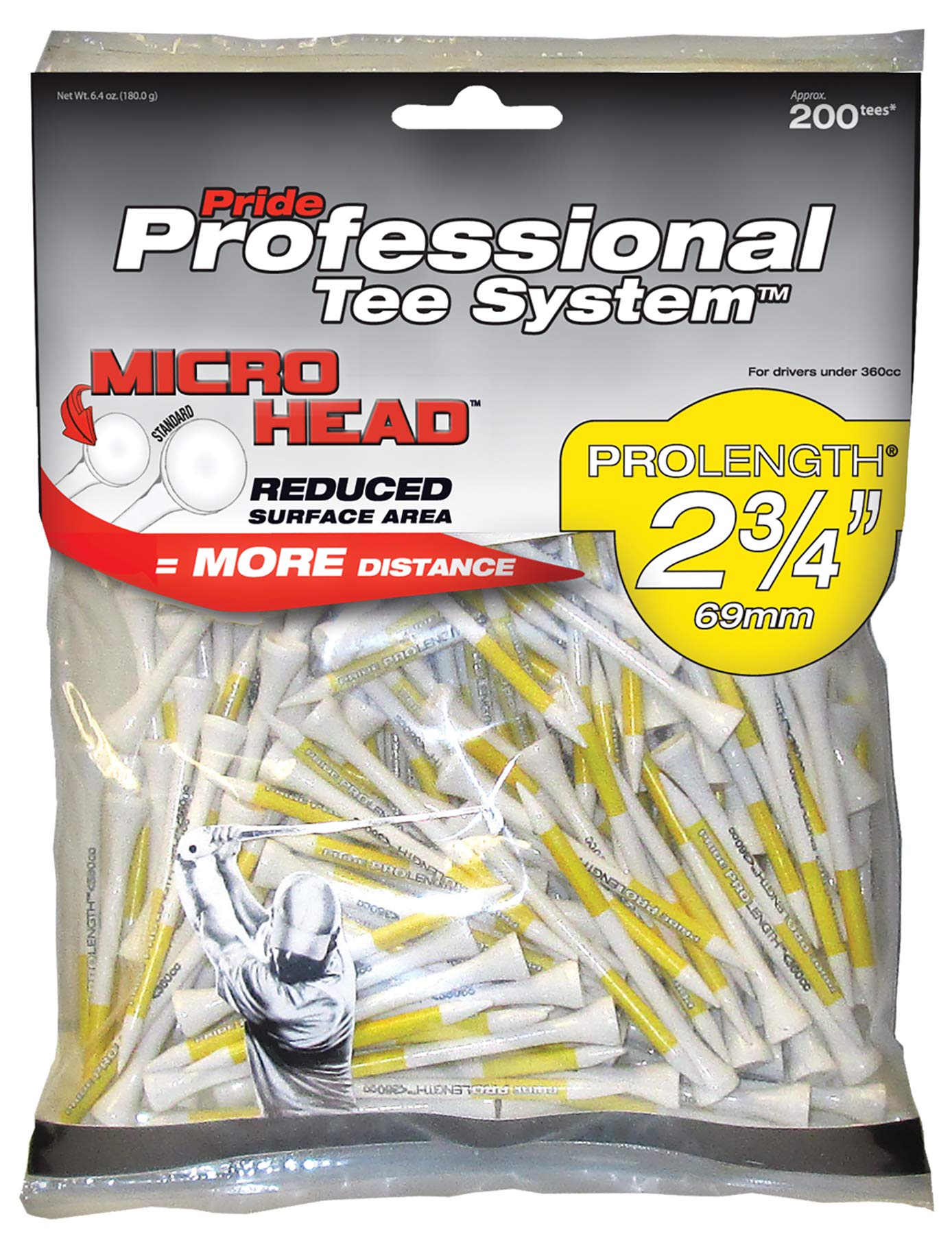 Pride Professional Tee System 2-3/4-Inch Micro Head Wood Golf Tee, White