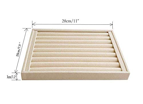Svea Display Premium Quality Multifunctional Beige Velvet Jewelry Organizer Storage Stackable Trays Home Store Closet Drawer Dividers Ring Tray