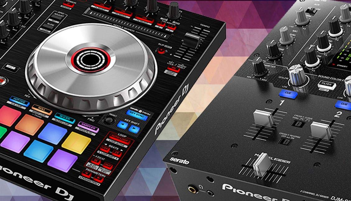 Pioneer DJ DDJ SR2 Portable 2 Channel DVS Compatible Bus Powered DJ Controller for Serato DJ Pro with Serato DJ Pro and Serato Pitch n Time DJ Software BUNDLE 4 x Senor Microphone Cable & Zorro Cloth