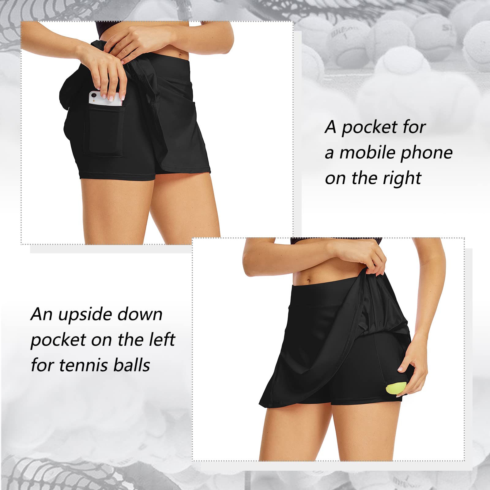 Tennis Skorts Skirts for Women Mini High waisted Pleated Golf Athletic Skater Skirts with Pockets