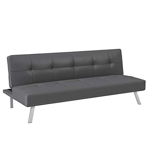 Serta Rane Vegan Leather Futon, 66.1" W x 33.1" D x 29.5" H, Dark Gray