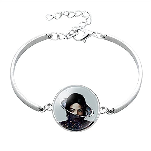 XCFS 5 Pack/Set The Michael Jacson Merchandise Round Charm Multilayer Woven MJ Bracelets 925 Silver Plated Dancing King MJ Collection Link Bracelet Commemorative Memorial Gifts For Fans
