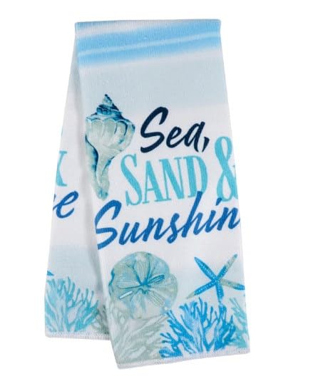 TopNotch Outlet Hand Towel - Kitchen Decor (2 Pc) Decorate Your Kitchen with Seashells and Lifes a Beach Enjoy The Waves Towels - Home Decor - Bath Towels - Kitchen Linens