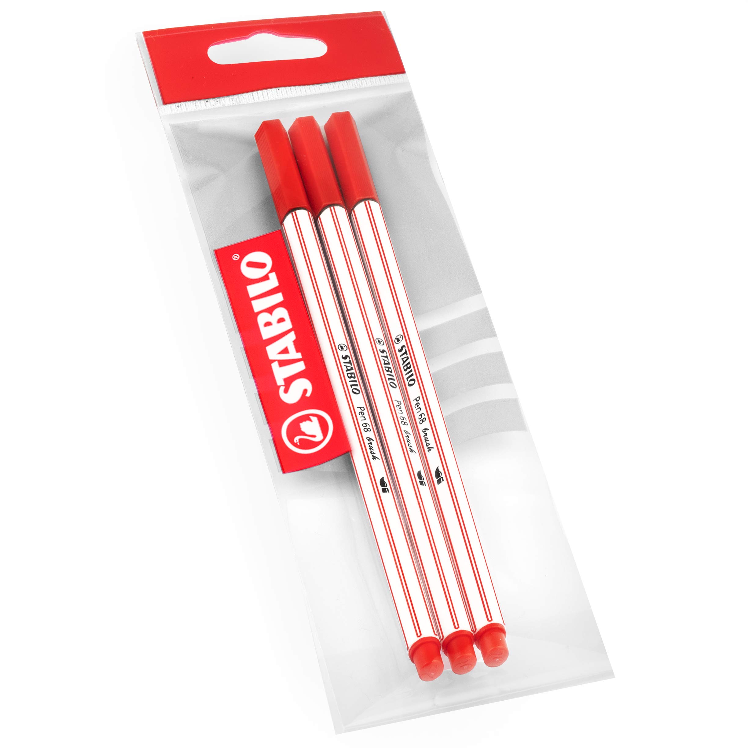 STABILO - Pen 68 Brush Felt Tip Pen - 1-3mm - Black, Brown, Grey - Pack of 3