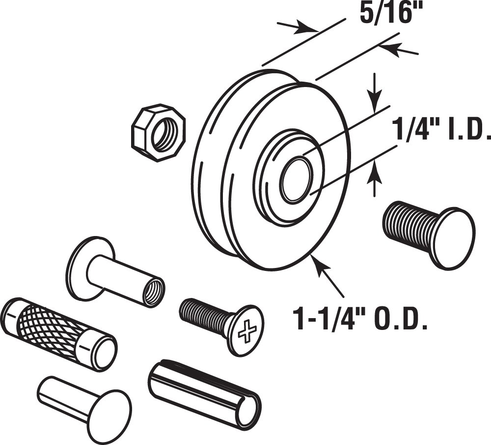Prime-Line D 1796 1-1/4 In. Patio Roller Kit (2 Pack)