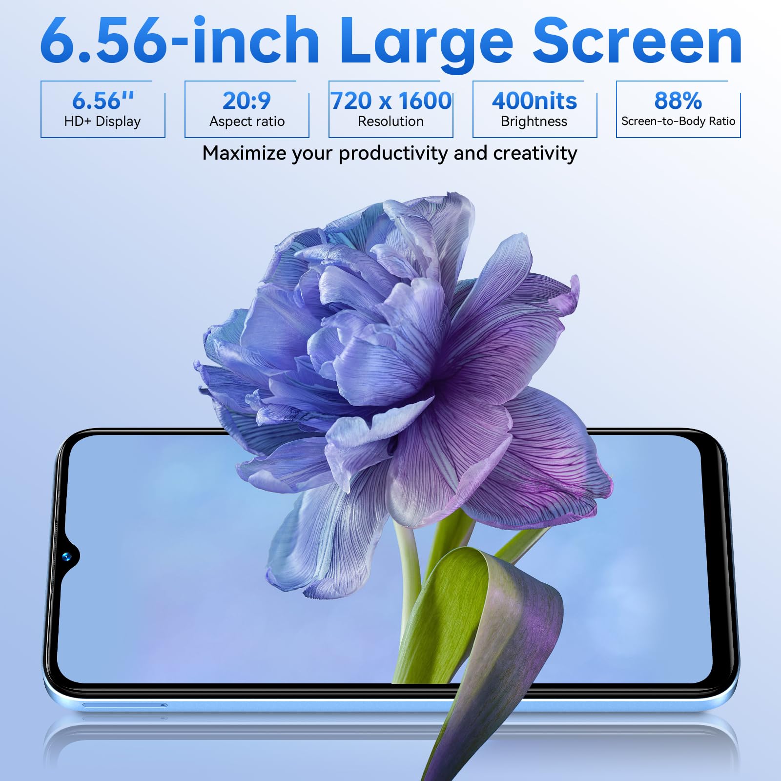 OUKITEL C36 Unlocked Cellphone(2023 Latest), 12GB+128GB, Octa-Core, 6.56'' HD+ Screen Mobile Phone, Android 13 Ultra Slim Smartphone, 5150mAh Battery, 4G Dual SIM/Fingerprint Unlock/Face ID/GPS,Black