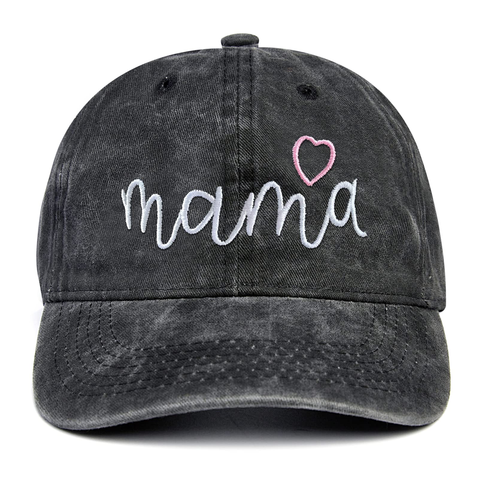 Viezrrle Men Women Embroidered Baseball Hat, Washed Cotton Dad Cap with Adjustable Metal Buckle, Vintage Trucker Hat(mama)