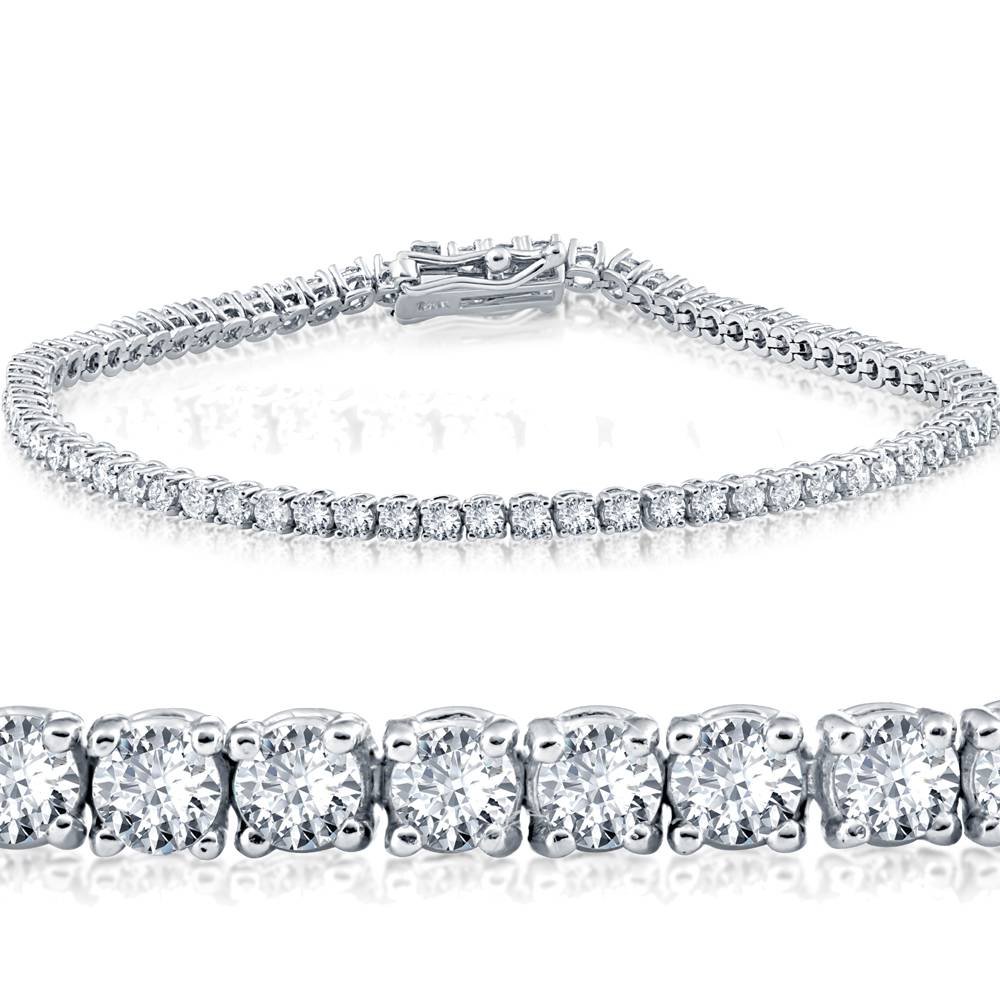 P3 POMPEII3 3ct. Diamond 18K White Gold Round Cut Tennis Bracelet 7"