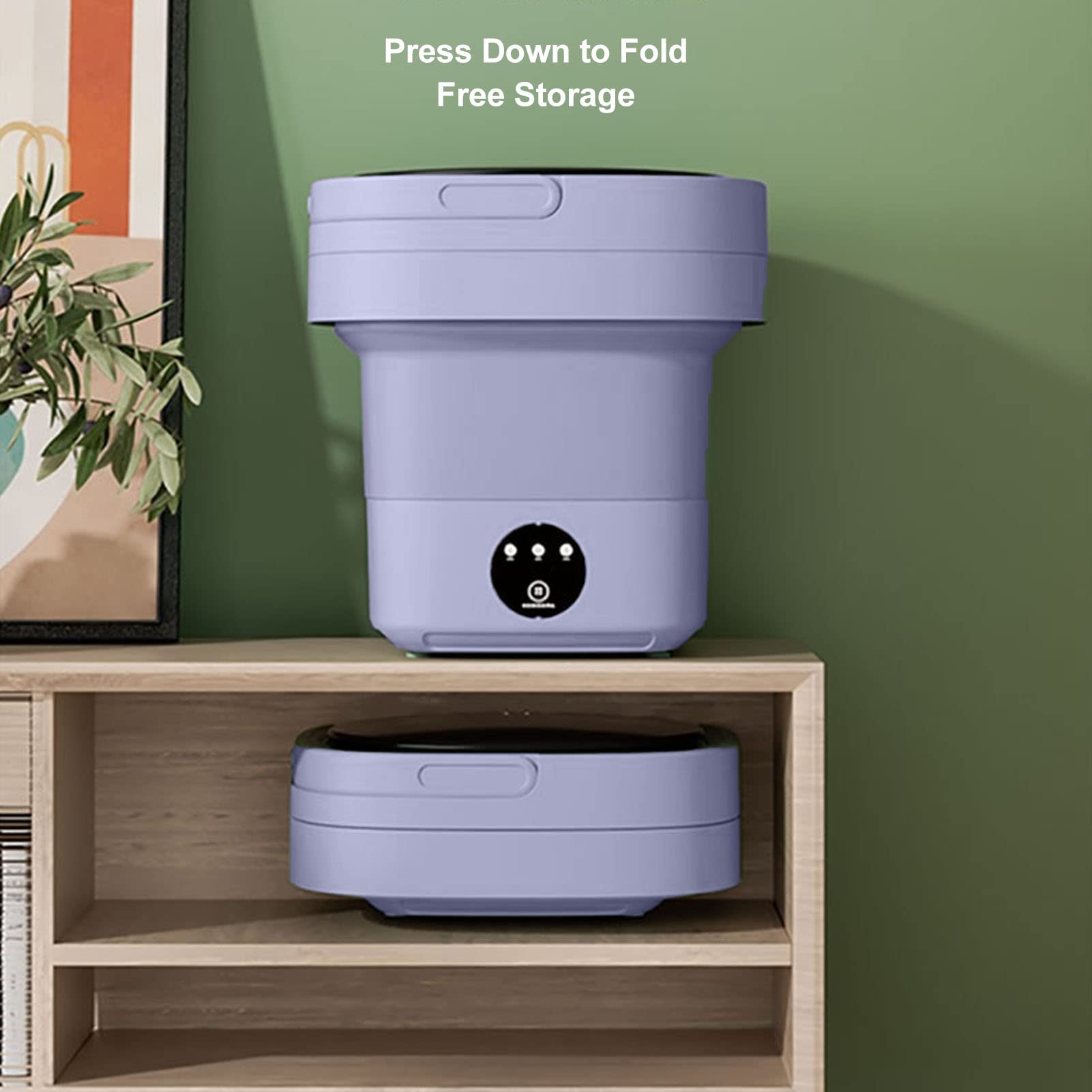 Portable Washing Machine, Mini Foldable Washer and Spin Dryer with Drainage Pipe, Lightweight Bucket Washer for Apartment, Laundry, Camping, RV, Travel, Underwear, Socks ()