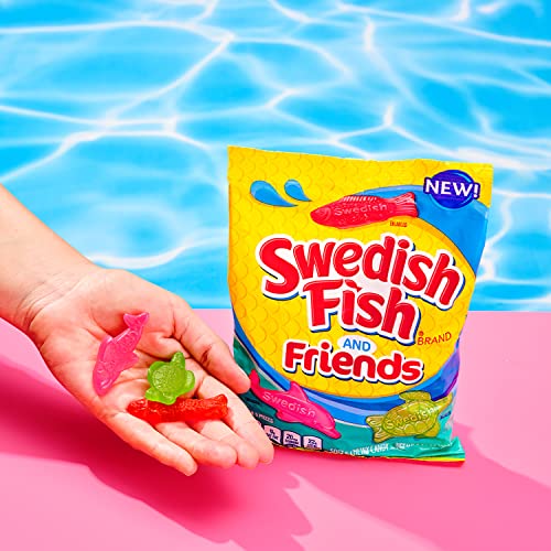 SWEDISH FISH and Friends Soft & Chewy Candy, 12-3.59 oz Bags