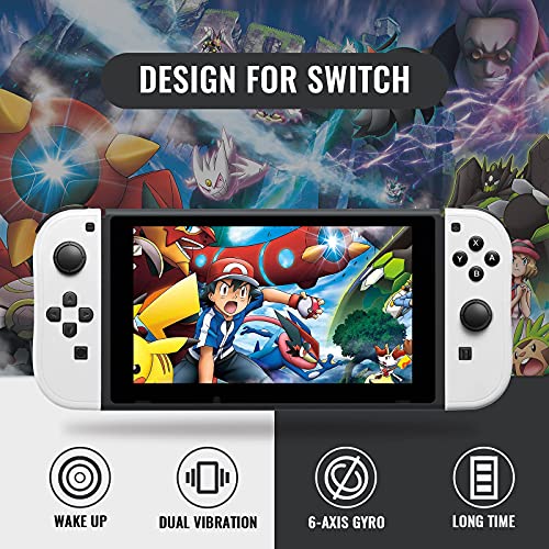 Tenvoonl Joy-Pad Controller Compatible with Switch Joycons with Grip, Switch Controller Supports Wake-up Function (White) (Renewed)