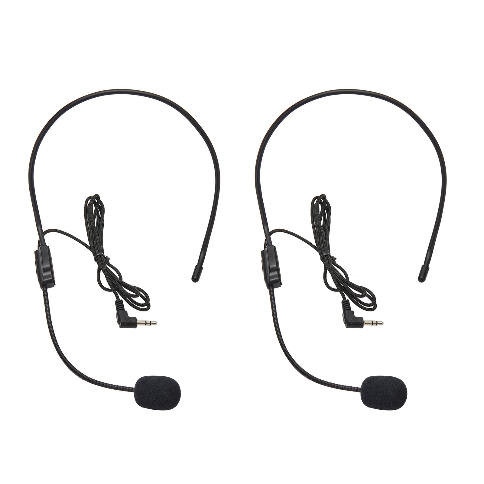 XCRUI Set of 2 Headset Microphone, Flexible Wired Boom,3.5mm Connector Jack Black for Teachers, Speakers, Dancer, Presentations,Singer,Coaches, Seniors and More