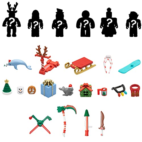 Roblox 2024 Holiday Advent Calendar for Kids, 24 Day Gift Playset - Toy Set Includes 6 Figures, 18 Accessories, 2 Redeemable Codes & More - 30 Pieces Total - Christmas Gift for Boys & Girls Ages 6+