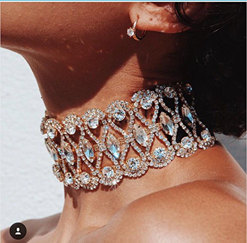 Sexy Rhinestone Choker Necklace for Women Dainty CZ Diamond Gem Chokers for Women - BLACK