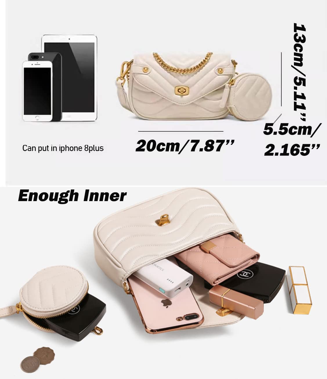 YXBQueen Small Crossbody Bag for Women With Coin Purse Pouch Multi Pocket Chain Strap Side Shoulder Handbag Crossbody Bag Laides Designer Bags