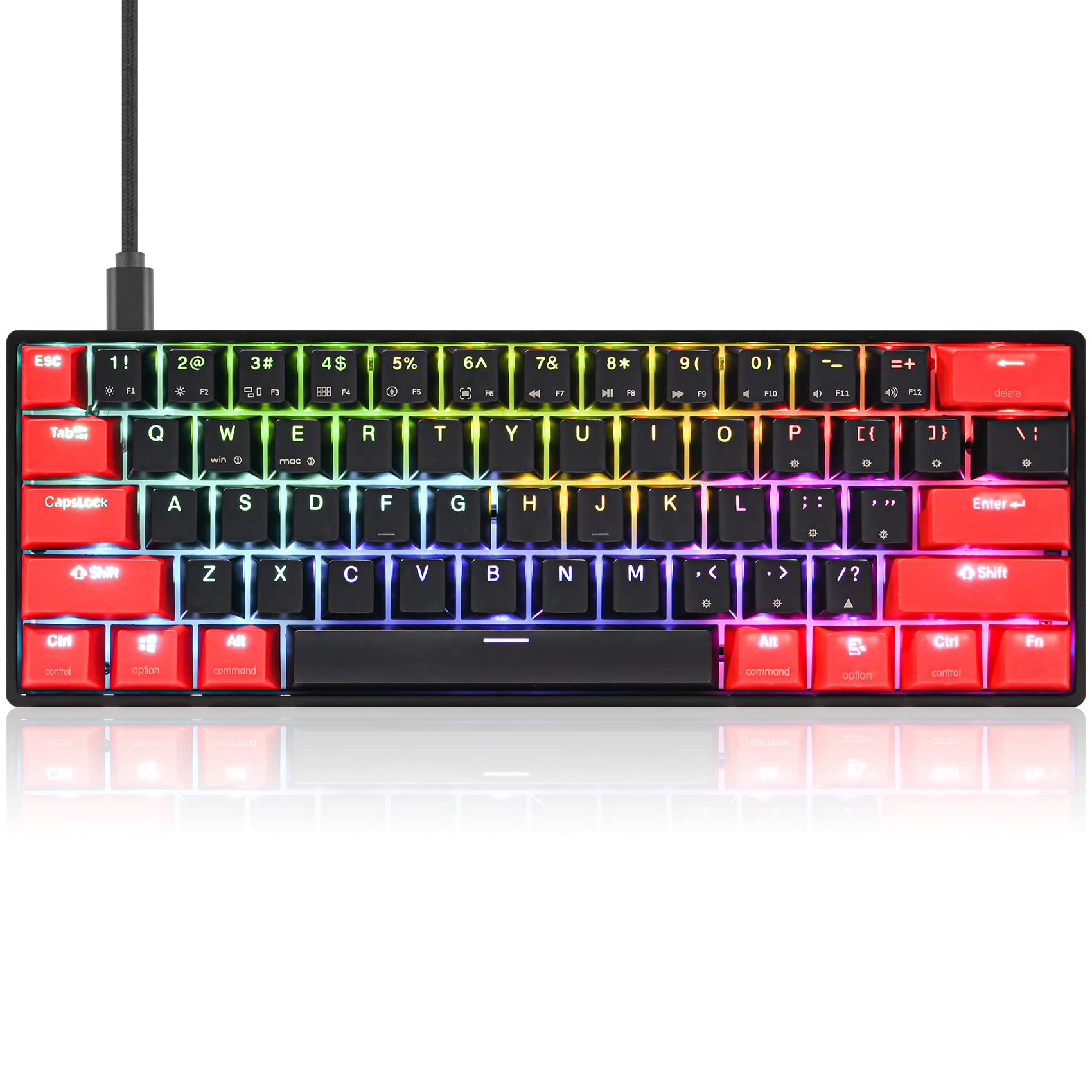Ussixchare GK61 60 Percent Gaming Keyboard Mechanical RGB Programmable with Wired Hot Swappable Gateron Optical Yellow Switch for PC/Win/PS4/Xbox
