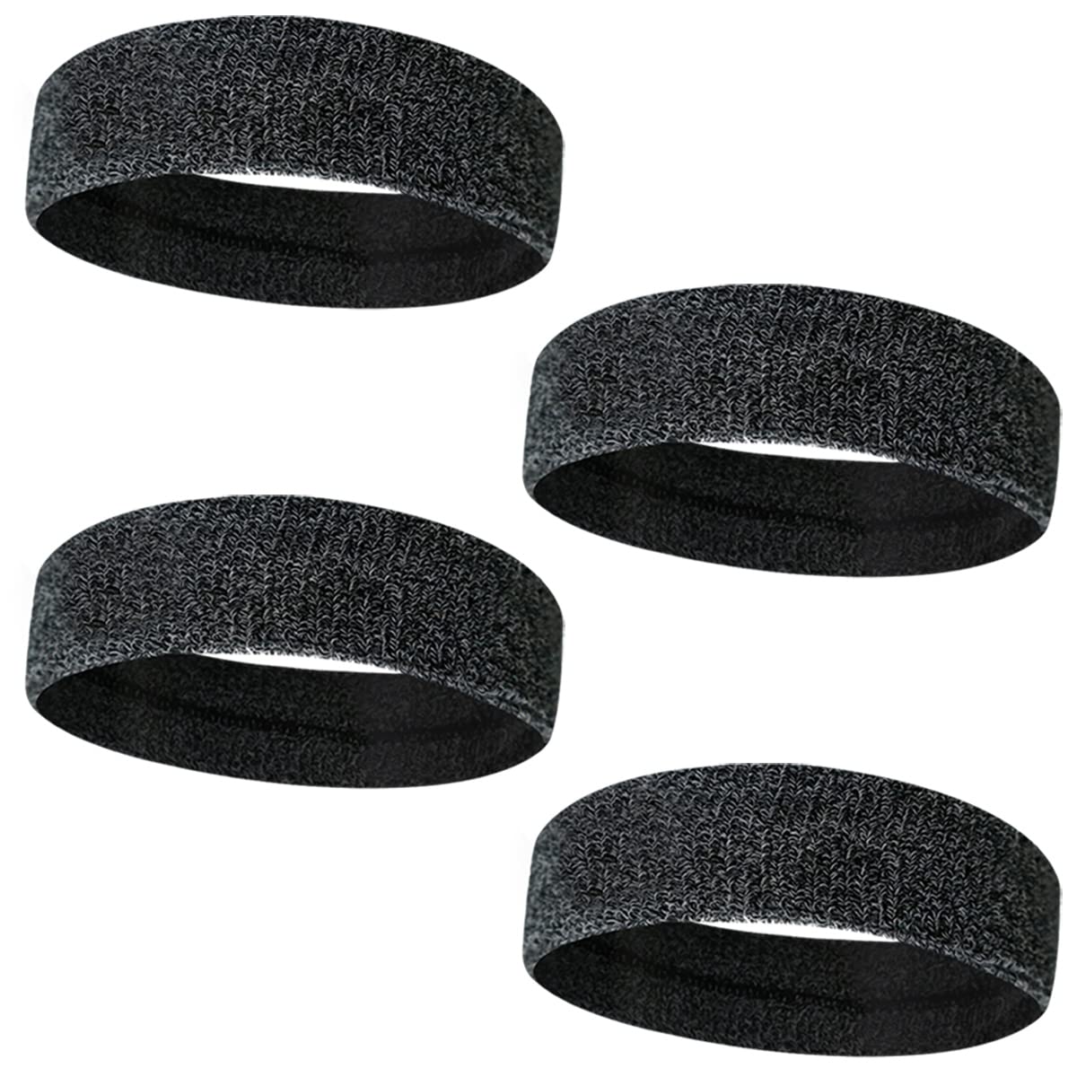 PACEARM Headbands for Men & Women, Headband for Sports, Workout, Running - Comfortable, Quick-Dry Head Bands (Gray 4-Pack)