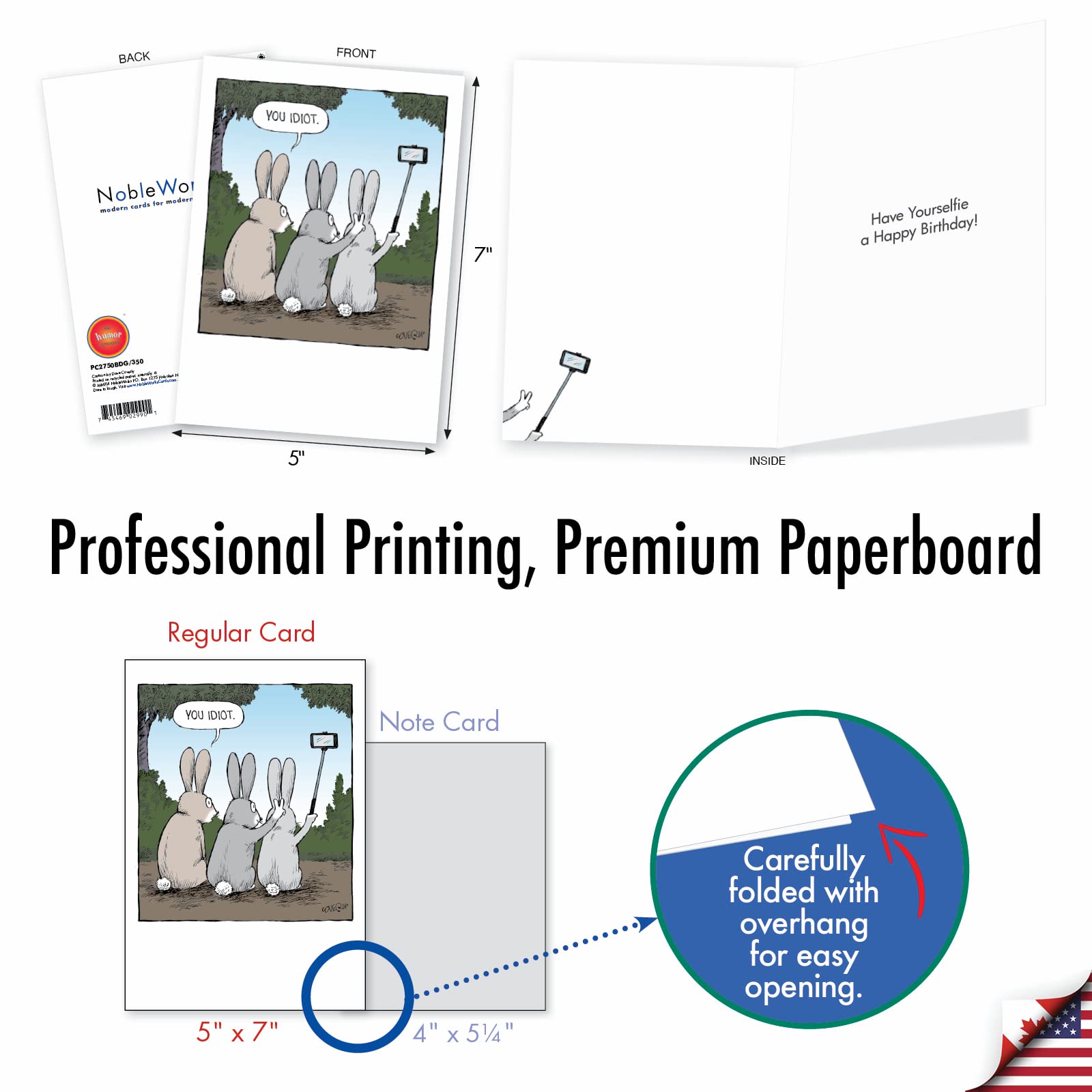 NobleWorks - 36 Assorted Funny Birthday Cards Bulk Box Set with Envelopes (36 Designs, 1 Each) Mixed Humor Greeting Card Variety Pack for Men and Women - Cartoon Party AC9374BDG-B1x36
