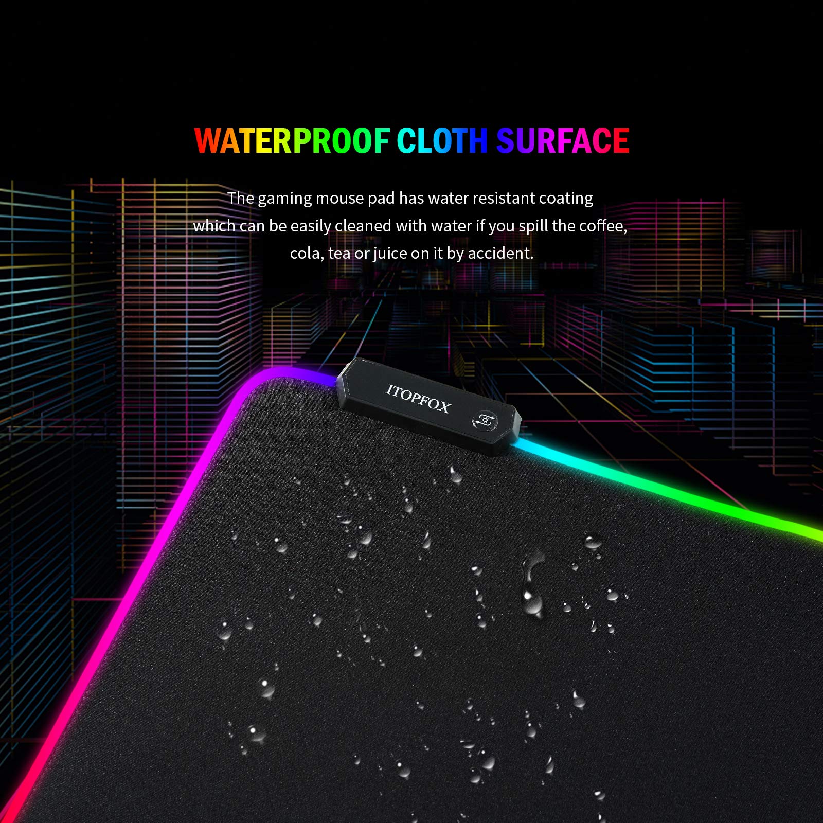 RGB Gaming Mouse Mat Pad - Large Extended Led Mousepad with 14 Lighting Modes 2 Brightness, Anti-Slip Rubber Base with Waterproof Coating Mouse Mat for Gamer 800×300×4mm/31.5×11.8×0.16 inch