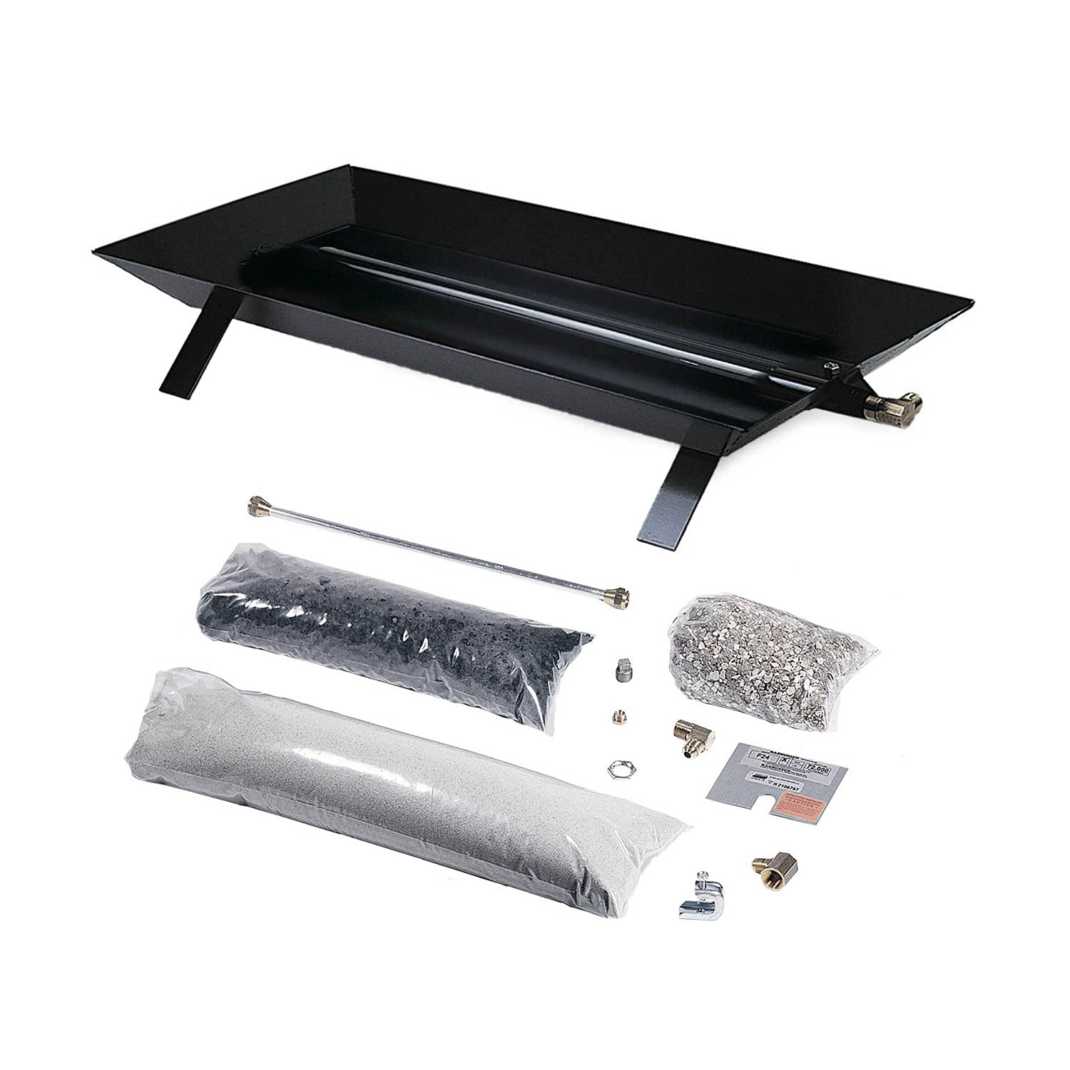 Rasmussen Custom Pan Vented Fireplace Burner Kit with Strap Legs (CS33W-B-N), Natural Gas, 33x16-Inches