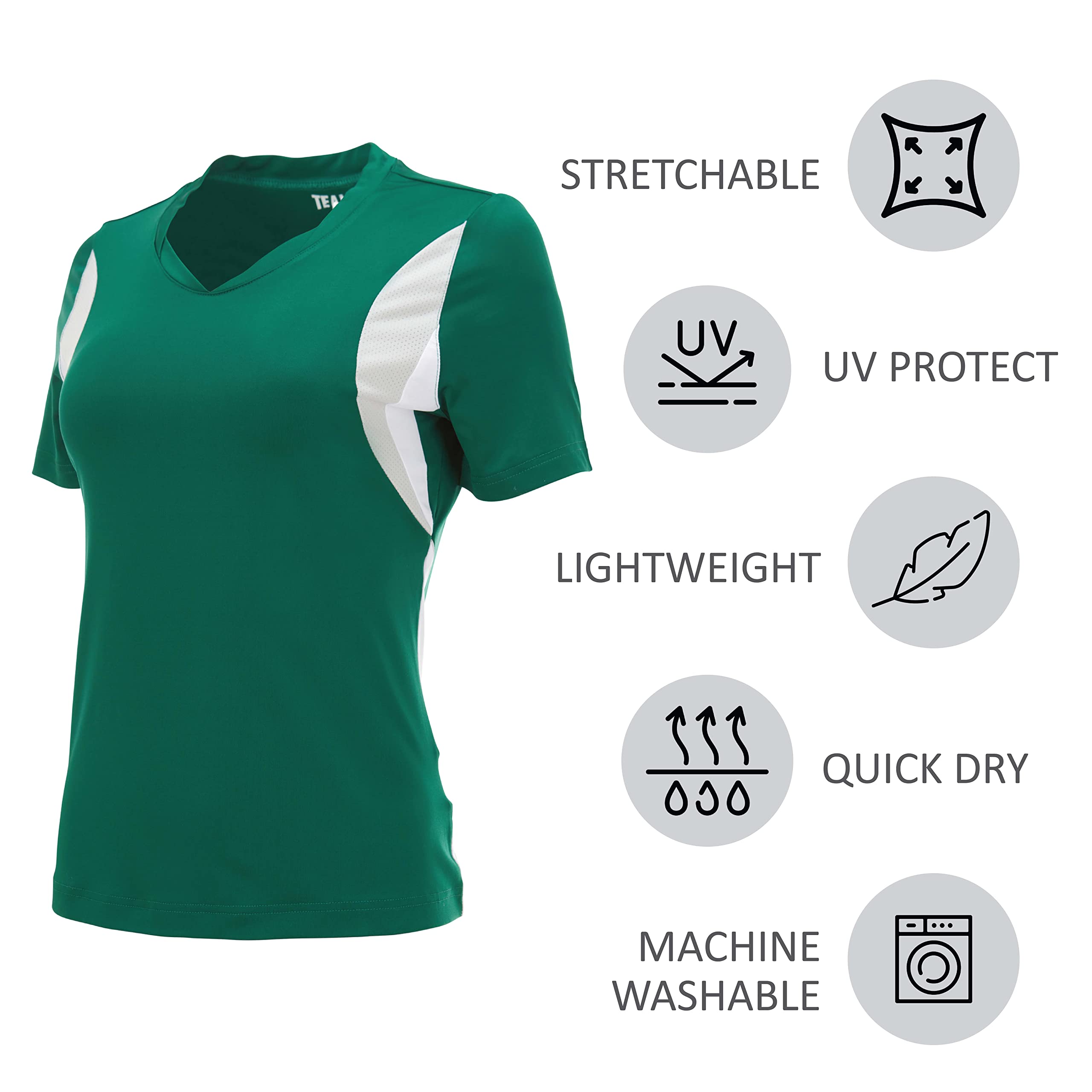 Women’s Activewear Dry Fit Athletic Moisture Wicking V Neck T-Shirts for Women - Workout t-Shirt 1&2 Pack