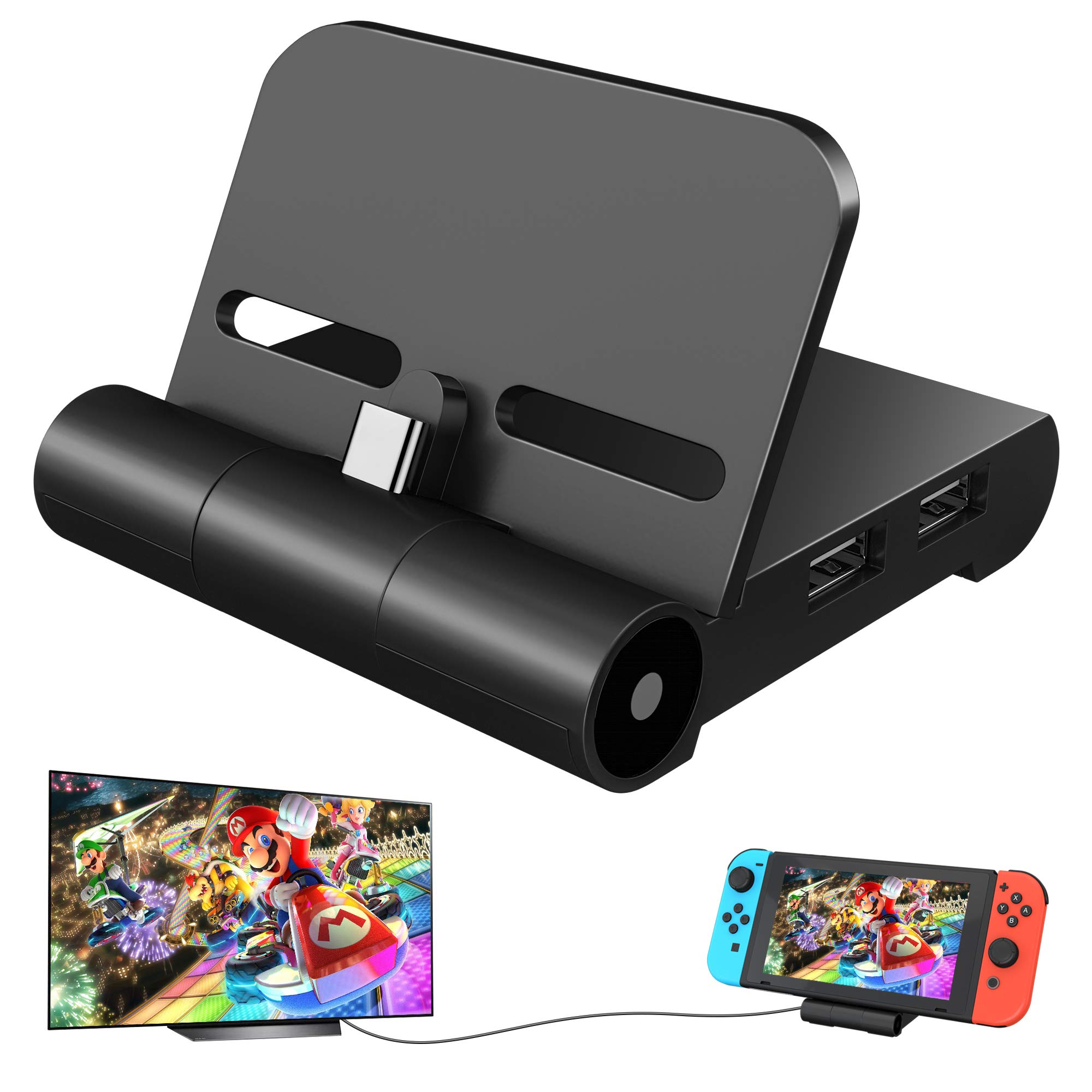 TOMSHEIR Docking Station for Nintendo Switch, Portable Charging Dock Support 4K HDMI TV Adapter Set Replacement for Official Nintendo Switch with USB 3.0 Port
