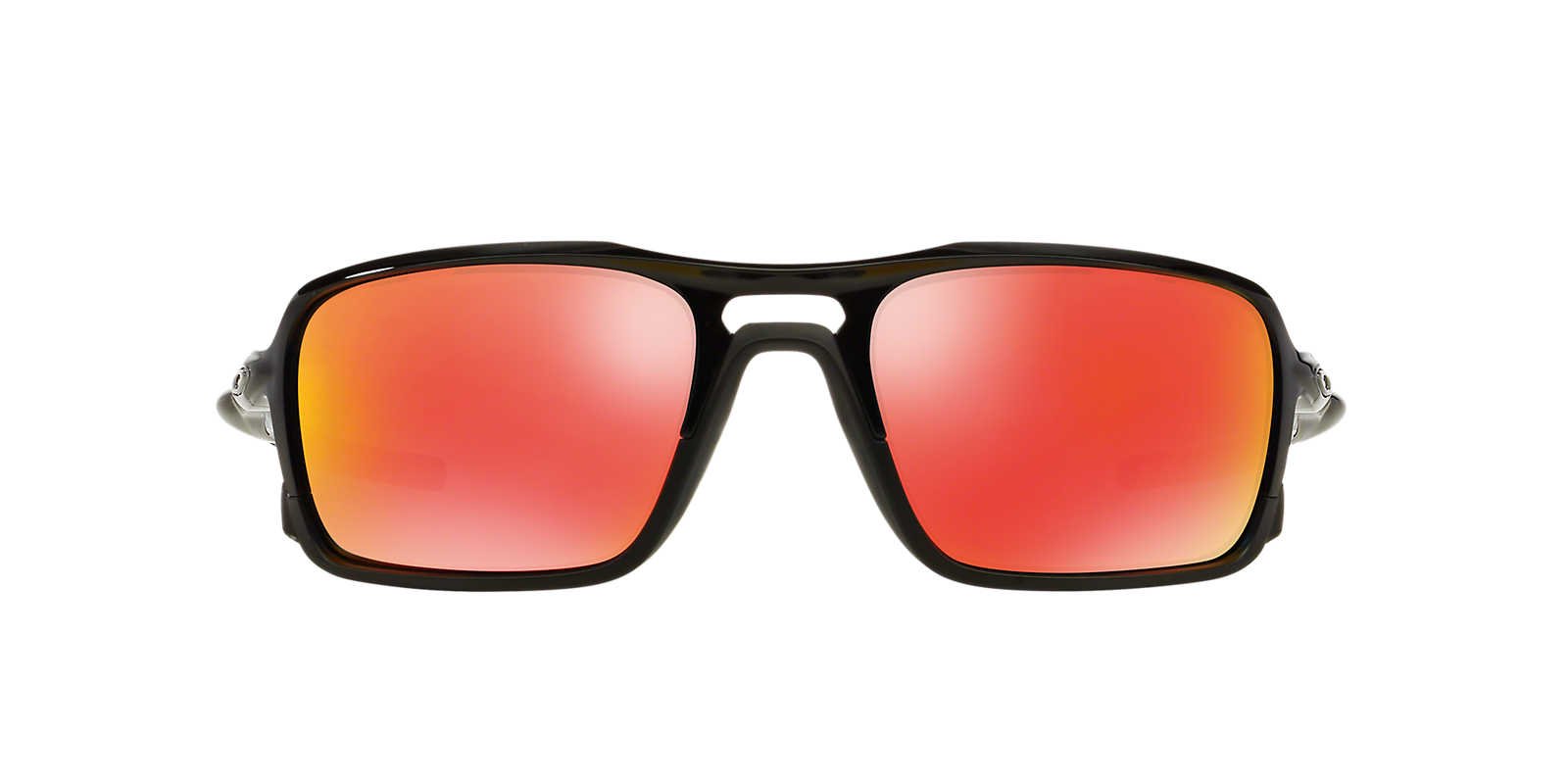 Oakley Men's OO9266 Triggerman Rectangular Sunglasses, Polished Black/Ruby Iridium, 59 mm