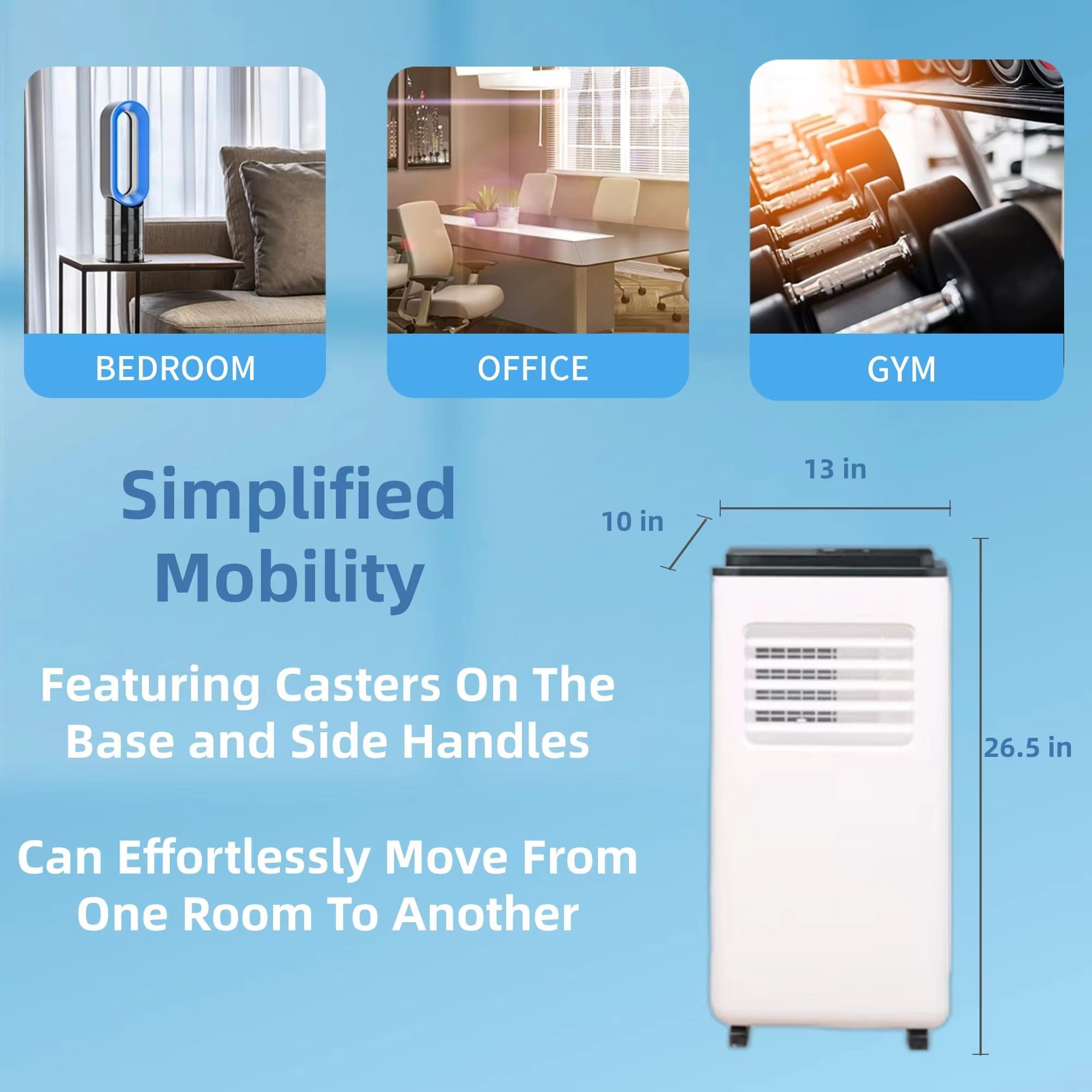 YIGUO 8,000BTU Portable Air Conditioner, AC Unit Cools Up to 400 Sq.ft,Dehumidifer & Fan Modes,Remote Control,24Hour Time (8000BTU), White